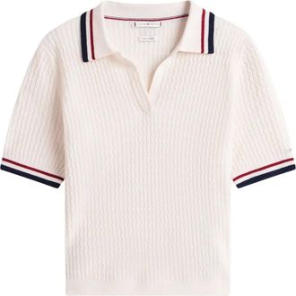 Tommy Hilfiger t-shirt rayé en maille torsadée - Blanc