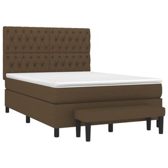 vidaXL Vidaxl - Giroletto A Molle Con Materasso Marrone Scuro 140x190cm Tessuto