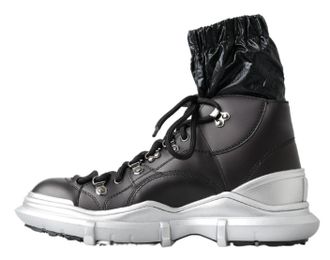 Dolce & Gabbana Mens Black Nylon Galileo High Top Sneakers Shoes Leather