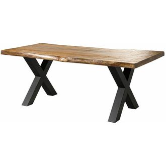 Massivmoebel24 Baumtisch Mango 240x100x77 natur lackiert / X-Beine anthrazit matt FREEFORM 5