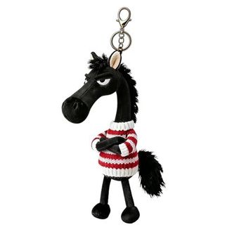 Generico Porte-cl&eacute;s de lann&eacute;e du cheval - Accessoire de sac en peluche - Pendentif en peluche de cheval noir - Pour sac &agrave; main, unisexe, adultes, jeunes et cad