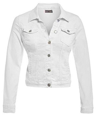 SS7 Nouvelles Femmes Jean élastique Veste élégante, Tailles 8 à 14 - Blanc, 38
