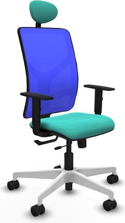 Piqueras y Crespo B&uuml;rostuhl mit 1D-Armlehnen, h&ouml;henverstellbarer Lendenwirbelst&uuml;tze und festem Kopfteil, ausgestattet mit Syncro/Traslack und Schneideschaum, Blau/T&uuml;rki