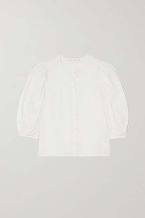 Chlo&eacute; Bluse Aus Ramie Mit Raffungen - Wei&szlig;