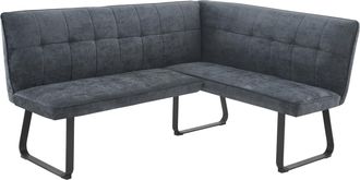 Byliving Eckbank TALEA/Webstoffbezug in dunkelgrau, Gestell in schwarz/Gro&szlig;e Eckbank L-Form, Langer Schenkel Links, komfortable Nosaqfederung/Sitzbank/Essbank/