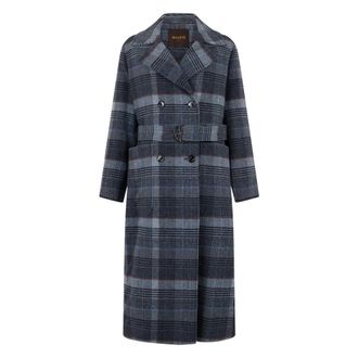Moorer Malaika Checked Coat - - Coats - Damen - Blau - XS