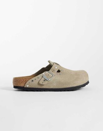 Birkenstock Boston Rivet - Sabots clout&eacute;s - Taupe-Gris