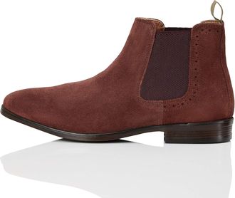 Find. FIND Leather Brogue Detail, Chelsea Boots, Rot (Burgundy), 43 EU (9 UK)