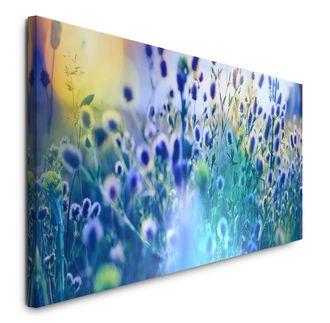 Paul Sinus Art GmbH lila Blumen 120x 50cm Panorama Leinwand Bild XXL Format Wandbilder Wohnzimmer Wohnung Deko Kunstdrucke