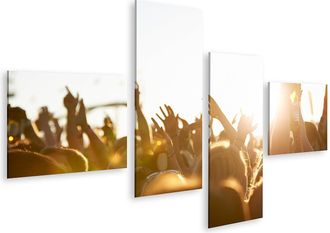 Islandburner Bild auf Leinwand Menschenmenge bei Sonnenuntergang auf einem Festival Bilder Wandbilder Poster