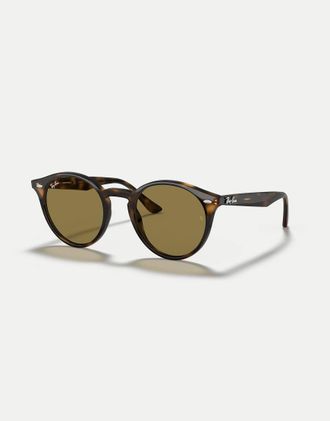 Ray-Ban Lunettes de soleil rondes à verres gris - Marron effet écaille de tortue