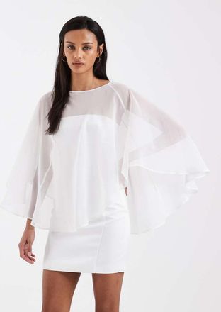 4th & Reckless Drapiertes Cape-Oberteil aus Chiffon in Wei&szlig;, Kombiteil