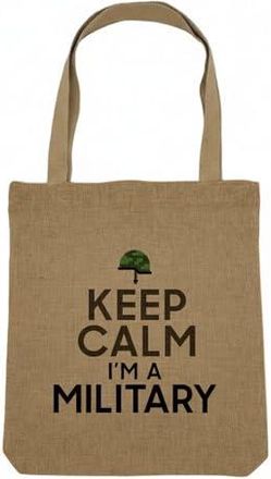 Fabulous Sac Shopping Tote Bag Aspect Lin - Keep Calm Im a Military Parodie M&eacute;tier Job Militaire - Sac de Courses Toile Epaisse 360g Beige Naturel Cabas Port&eacute; 
