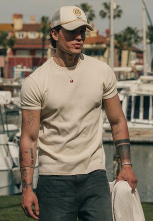 Siksilk Herren Ecru Muscle Fit T-Shirt XXL