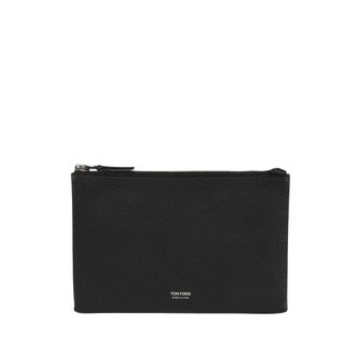 Tom Ford Portefeuille zipp&eacute; en cuir grain&eacute; avec dragonne - Homme - Sacs - Noir - Taille: ONE Size