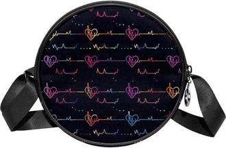 Generic Sac &agrave; bandouli&egrave;re circulaire pour femme, petit sac &agrave; bandouli&egrave;re avec fermeture &eacute;clair, bretelles r&eacute;glables, sac &agrave; main rond d&eacute;contract&eacute; pour femmes e