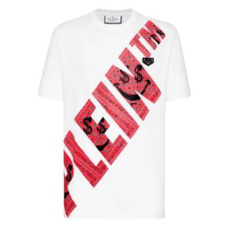 Philipp Plein Homme, Tops, Blanc, Taille: 3XL T-shirt Round Neck SS Smile