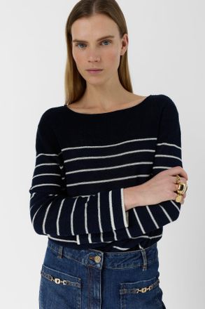 Gerard Darel Pull ample ray&eacute; en lin m&eacute;lang&eacute; - LEVIA - Marine