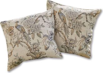 Loberon Kissenh&uuml;lle 2er Set Lorry, franz&ouml;sisches Toile de Jouy-Muster mit Pfau, weiche Haptik, Romantik-Look, Kissenbezug, Wohntextilien, Wohn-Accessoires, Le
