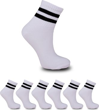 Mud Jeans 6er-Pack Tennissocken Herren Damen Baumwolle Atmungsaktive Gepolsterte Sportsocken Perfekt f&uuml;r Sportbekleidung und Wandersocken Schwarz Wei&szlig; Numerisch