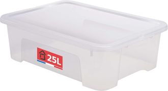 Sundis View Box, Aufbewahrungsbox mit deckel, 25L, transparentem Kunststoff, stapelbar, ideal zum Aufbewahren von Schr&auml;nken, im B&uuml;ro, in der Waschk&uuml;che oder 