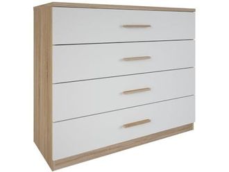 Demeyere Selena Kommode, Eiche, Ch&ecirc;ne Bross&eacute;/Blanc Perl&eacute;, 100 x 41,6 x 84,7 cm