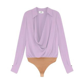 Elisabetta Franchi Body aus Viskose-Georgette - - Tops - Damen - Lila - L