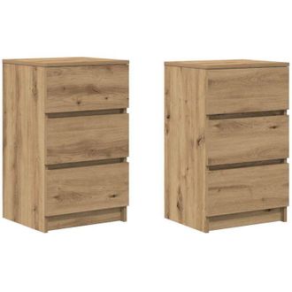 vidaXL Nachttische mit 3 Schubladen 2 Stk. Artisan-Eiche 39x35x65 cm vidaXL