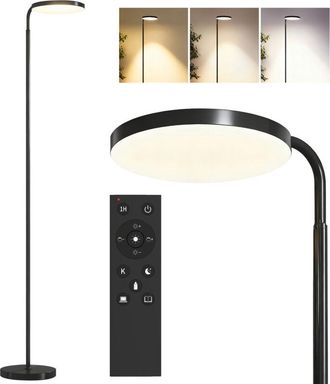 HOMCOM Lampadaire LED - HOMCOM - intensit&eacute; variable, t&ecirc;te rotative 350 &deg;, t&eacute;l&eacute;commande magn&eacute;tique - acier et acrylique - 41x25x177cm - noir