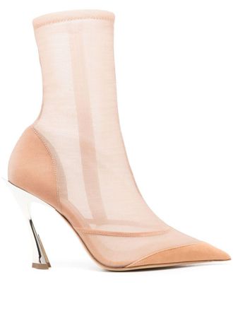 MUGLER Semi-transparente Stiefeletten, 100mm - Nude