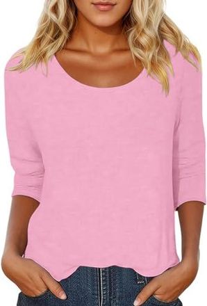 Generic T-shirt Femme Basique D&eacute;contract&eacute; Col V Manches Courtes T-shirt Confortable V&ecirc;tements Quotidiens T-shirt Doux Respirant pour le Printemps, L&eacute;t&eacute; et lAu