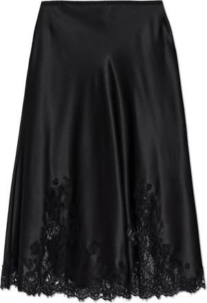 Dolce & Gabbana Seidenrock mit Spitzenbesatz - - Skirts - Damen - Schwarzk - S