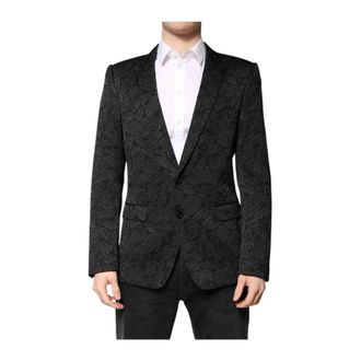 Dolce & Gabbana Martini Brokat-Sakko mit Sch&ouml;&szlig;chenkragen - - Jackets - Herren - Schwarzk - L