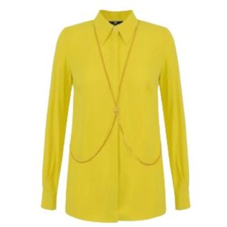 Elisabetta Franchi Femme, Blouses et Chemises, Jaune, Taille: 38 FR Chemise avec Cha&icirc;ne de Corps
