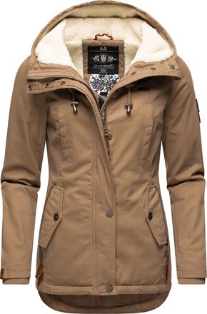 Marikoo Damen warme Winterjacke mit kuscheliger Kapuze Bikoo Taupe Gr. S