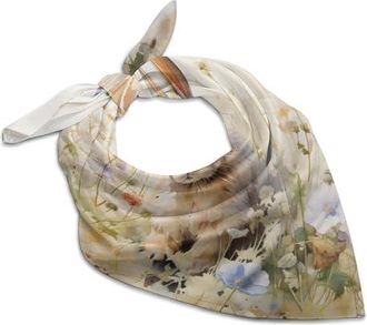 Generic Écharpe carrée en soie légère avec fleur de lapin de Pâques pour cheveux respirant Cadeau pour homme et femme, multicolore, 46x46cm