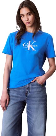 Calvin Klein Damen T-Shirt Kurzarm Hero Classic Monologo Tee mit Rundhalsausschnitt, Blau (Cobalt Blue), XL