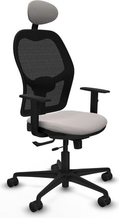 Piqueras y Crespo B&uuml;rostuhl mit Rollen, wei&szlig;, 1D-Armlehnen, h&ouml;henverstellbare Lendenwirbelst&uuml;tze und festes Kopfteil, ausgestattet mit Syncro/Traslack. Schwarz/Wei&szlig;