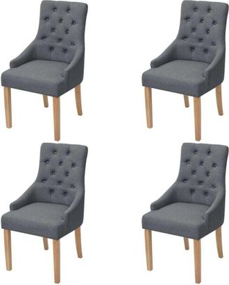vidaXL Vidaxl - Chaises &agrave; manger lot de 4 gris fonc&eacute; tissu