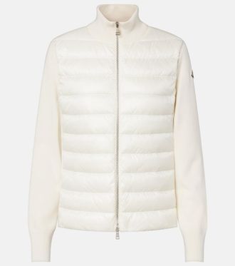 Moncler Cardigan en laine &agrave; empi&egrave;cements matelass&eacute;s