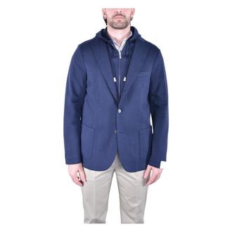 Eleventy Three-Button Stretch Cotton Jacket - - Jackets - Herren - Blau - 6XL