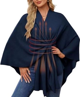 Generic Ch&acirc;le - Couverture ouverte sur le devant, ch&acirc;les et enveloppes, ch&acirc;le &eacute;l&eacute;gant, cape ch&acirc;le, poncho cardigan pour robes de soir&eacute;e, bleu marine, Refer to