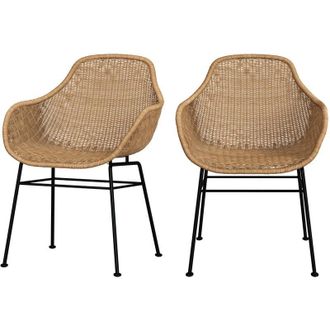 Rendez-Vous D&eacute;co Lot de 2 chaises en r&eacute;sine tress&eacute;e naturelle - CARMELA