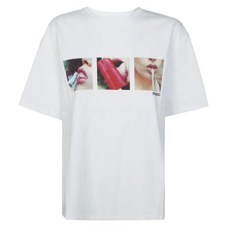 Fiorucci Femme, Tops, Blanc, Taille: 36 FR T-shirt Décontracté en Coton