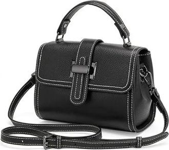 Generic Sacs Décontractés En Cuir Véritable For Femmes, Sacoche À Épaule Unique, Sac Main Carré(Black)