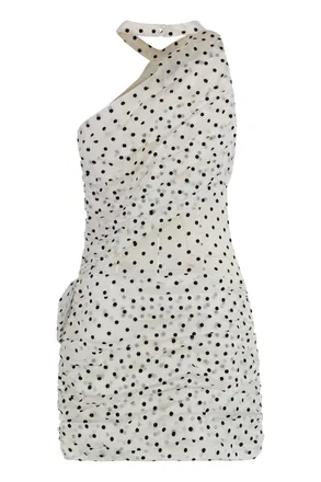 Alessandra Rich Womens Polka-Dot Mini-Dress White Silk