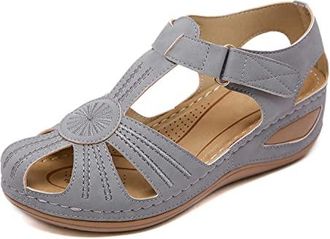 Generic Sandales orthop&eacute;diques compens&eacute;es pour femme - Soutien de la vo&ucirc;te plantaire - Antid&eacute;rapantes - Bout ferm&eacute; - Sandales de p&ecirc;cheur &agrave; talon bas - Chaussu