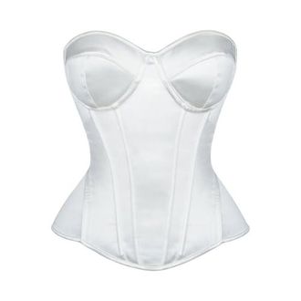 Generic Haut corset en satin 2025 pour femmes, bustier sans bretelles, d&eacute;collet&eacute; coeur, corsage &agrave; baleines, lingerie de mari&eacute;e, combinaison body en dentelle p