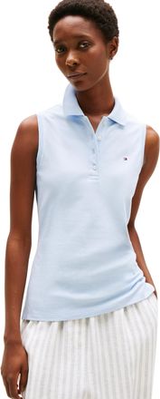 Tommy Hilfiger Damen Poloshirt Ärmellos 1985 Slim Fit, Blau (Breezy Blue), XXL