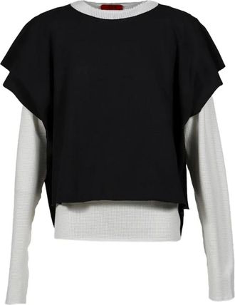 424 Femme, Tops, Noir, Taille: 42 FR Pull Superpos&eacute;